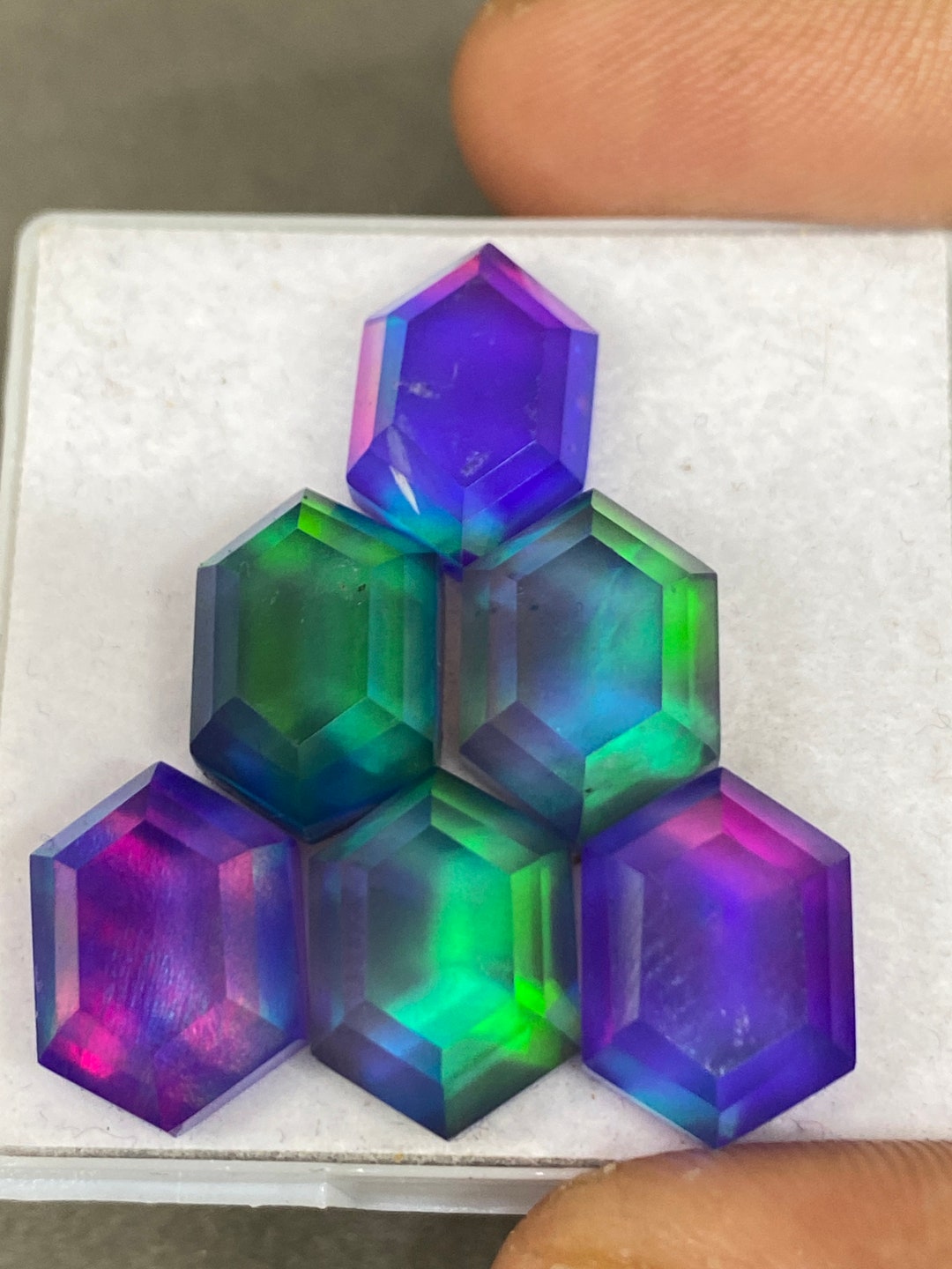 Fabulous Multi Fire Purple Green Aurora Opal and Crystal Doublet ...