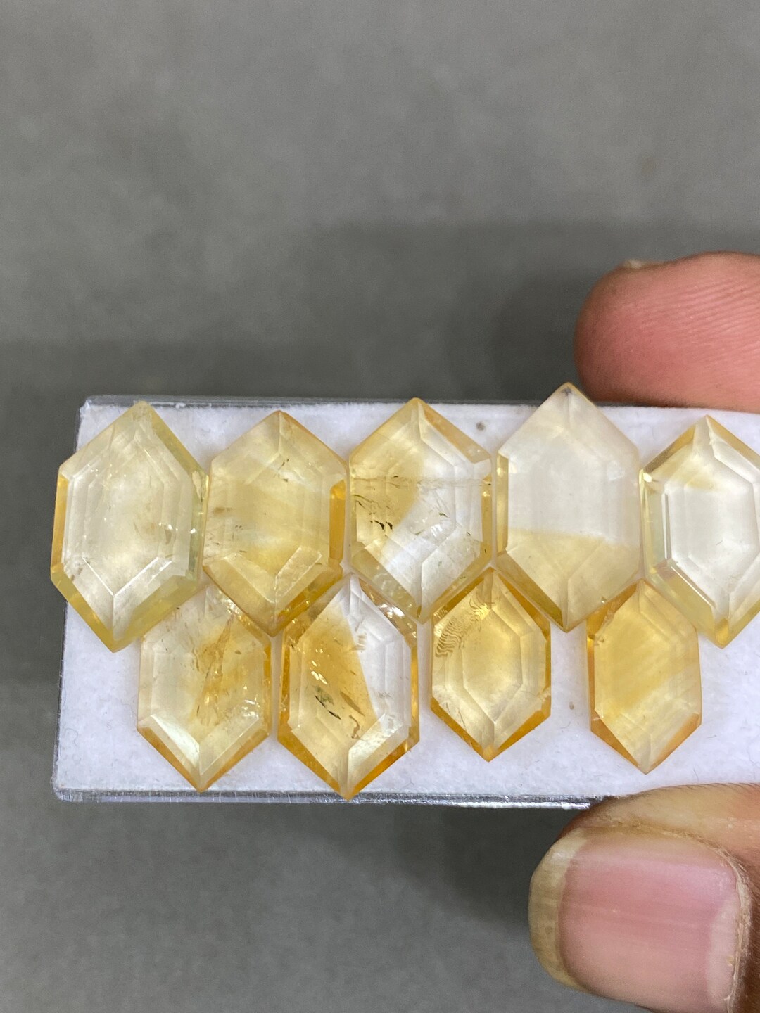 Dazzling Rare Citrine Hexagon Mirror Cut Weight 40 Cts Pcs 9 Size 13x8 ...