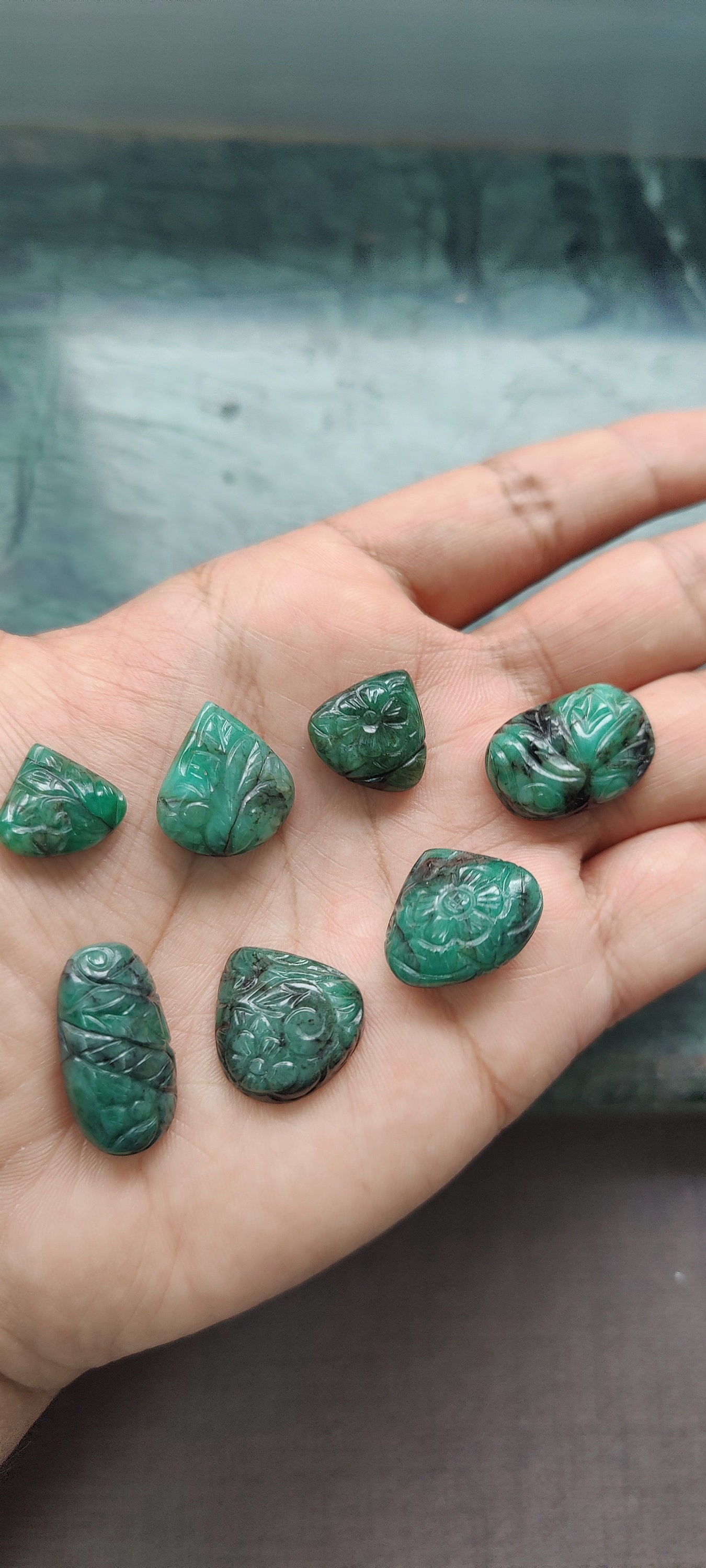 Rare Emerald carving wholesale lot weight 147 carats pcs 7 | Etsy