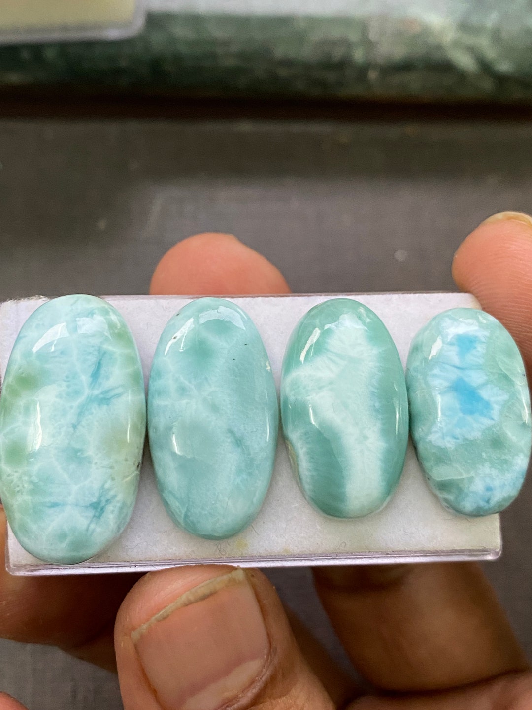 Mesmerising Rare Smooth Larimar Cabochons Mix Shapes Pcs 4 Pendant ...