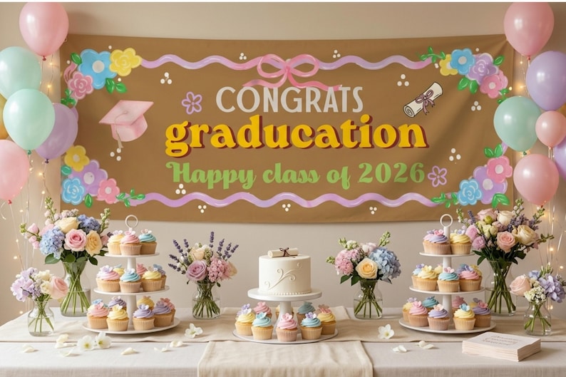 Editable Graduation Banner Template, Class of 2026 Party Decor (digital ...