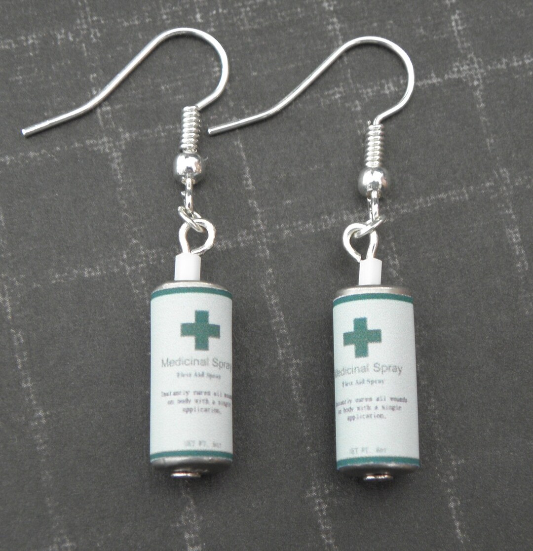 Resident Evil First Aid Spray Earrings - Video Game Jewellery ...