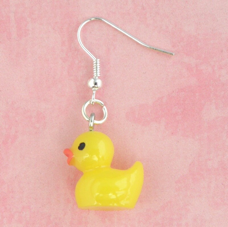 Yellow Toy Duck Duckling Earrings - Vintage Inspired - Retro Kitsch 50s ...