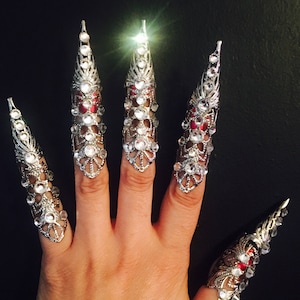 10 Pcs. Snow Flake Crystal Claws,nail Guards,claw Rings,crystal Claws ...