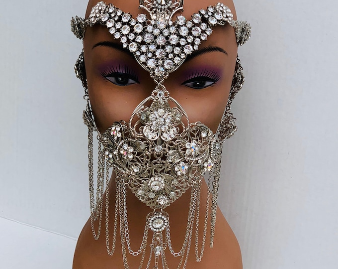 Full Face Crystal Mask,mouth Mask,crystal Mask,crystal Mouth Piece,face ...