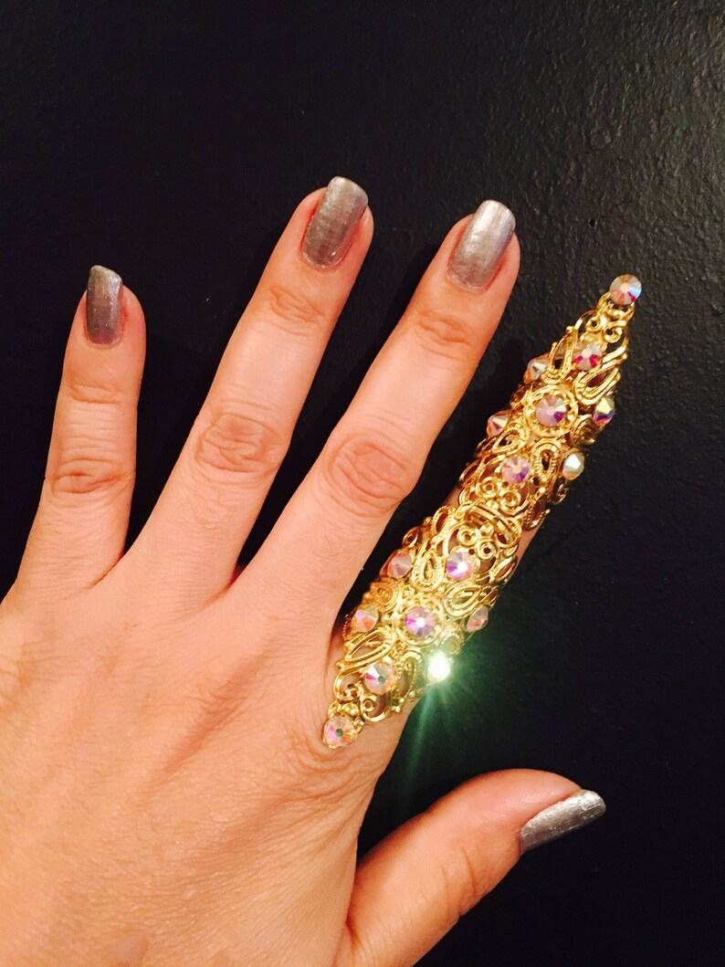 Crystal nail guardarmor ringShield ringFull finger | Etsy
