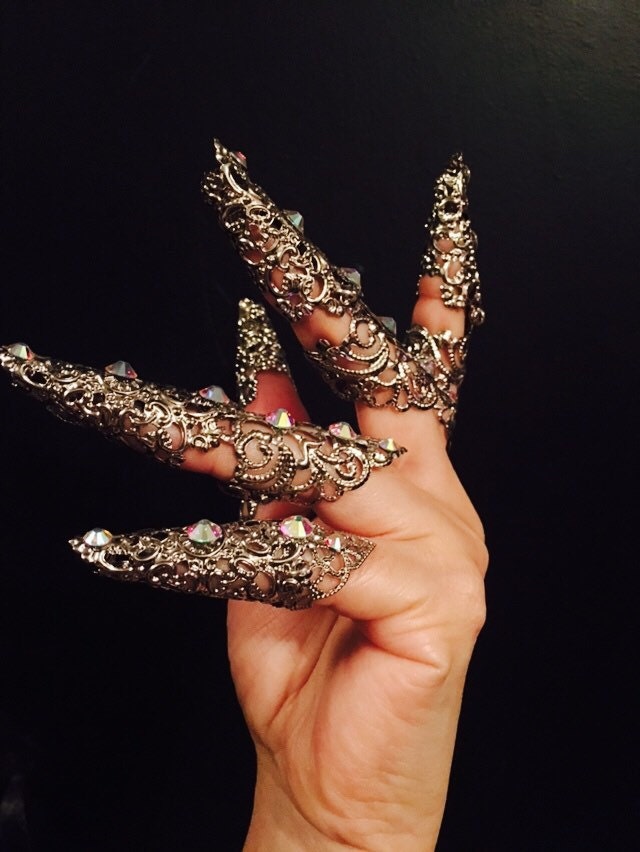 Crystal Claws Full Finger Claw Rings Armor Rings Nail - Etsy