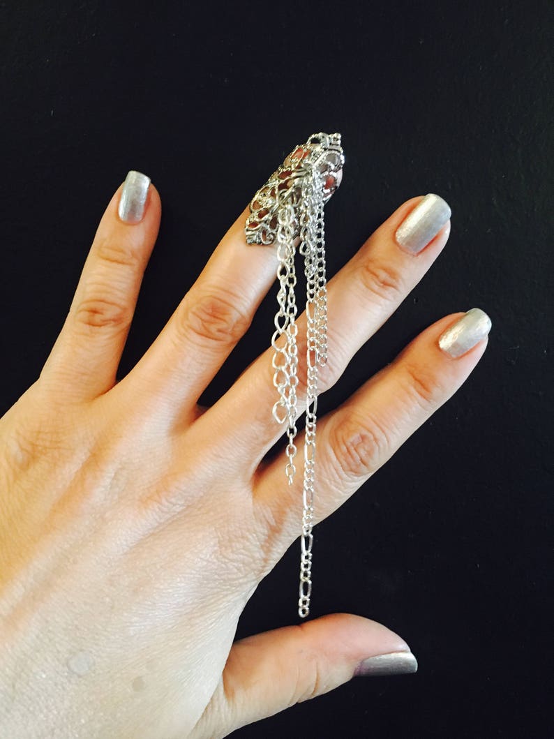 Chain claw ring nail guardnail tip nail ringor finger tip. | Etsy