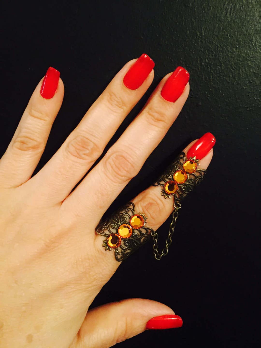 Chained Ring and Midi Ring,slave Ring or Knuckle, Ring Harness, Brass ...