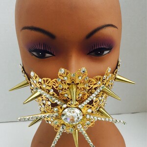 Golden Star and Spike Mouth Guard, Crystal Mouth Piece,face Piece, Gold ...
