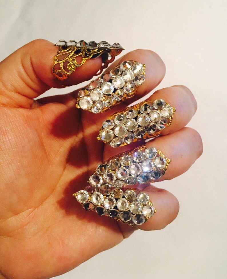 Short Crystal Nail Guardsclaw Rings or Finger Tipsmade in - Etsy