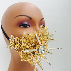 Golden Star and Spike Mouth Guard, Crystal Mouth Piece,face Piece, Gold ...