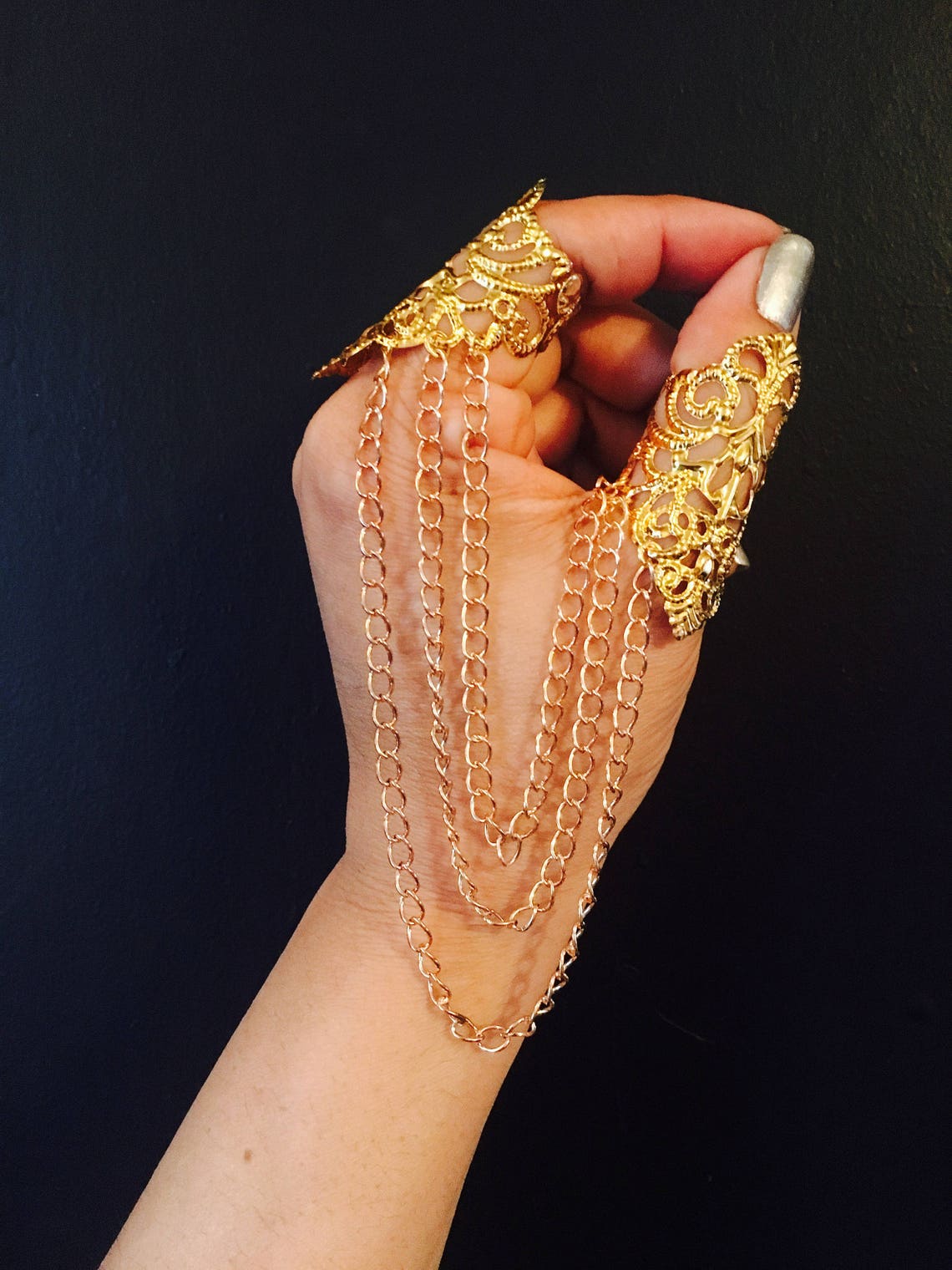 Chain Arrow Ring and Thumb Ring Made With Multi Dangle Chains - Etsy