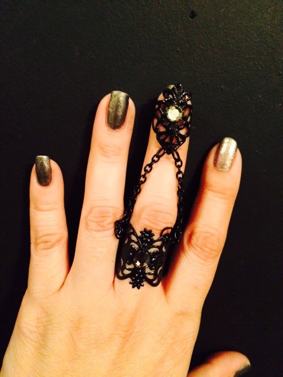 Chained Claw Ring and Knuckle, Chain Ring, Nail Guard, Black Claw ...