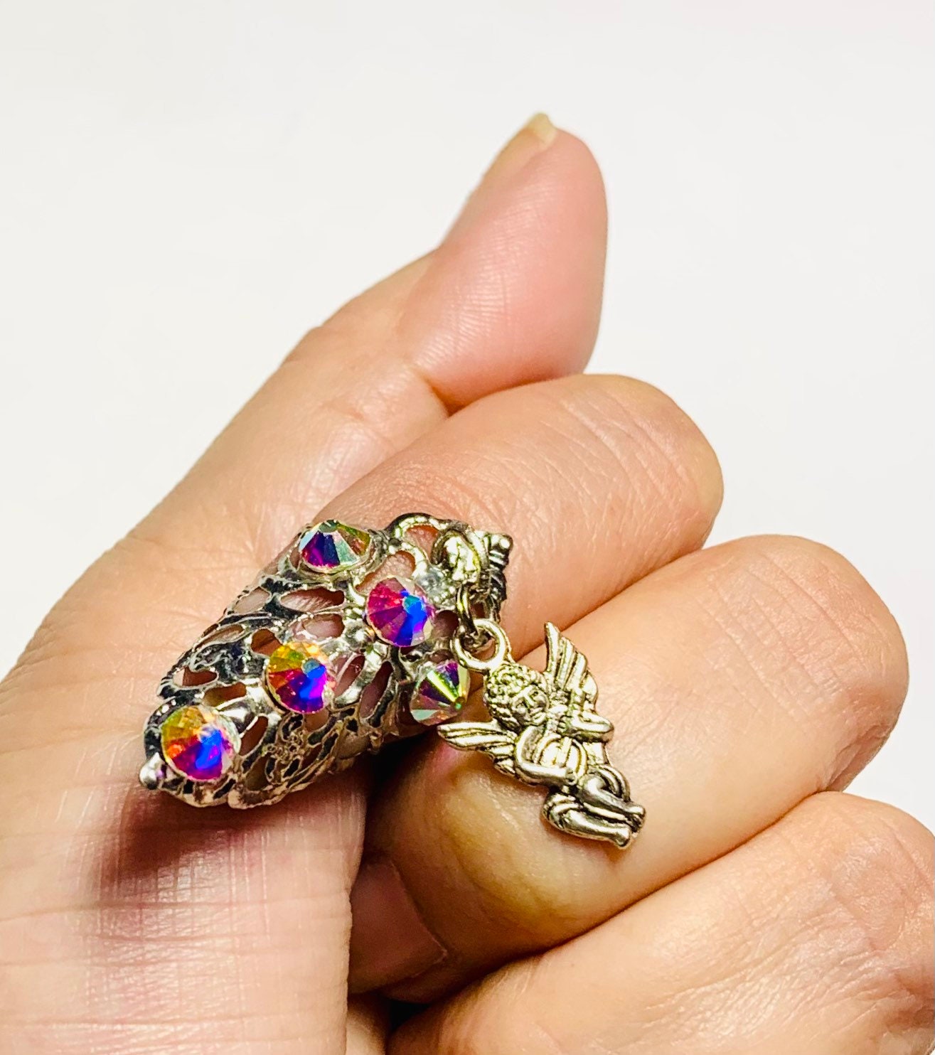 Crystal Claw Ring Nail Guard Metal Claw Ring Cupid Ring - Etsy