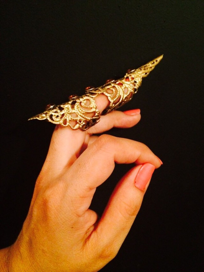 Spike Shield Ring or Claw Ring Made in Gold Color Filigree and | Etsy