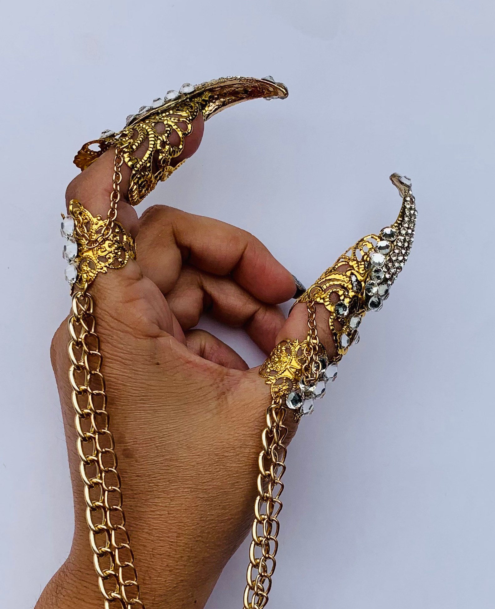 Witch Chained Claw Ringsgolden Clawsnail Tipsnail - Etsy