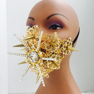 Golden Star and Spike Mouth Guard, Crystal Mouth Piece,face Piece, Gold ...