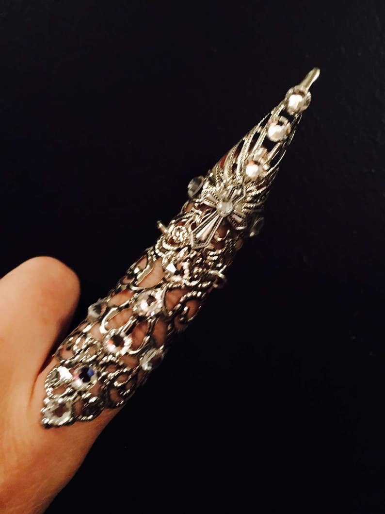 Spike and cross nail guardshield ring armor ring or claw | Etsy