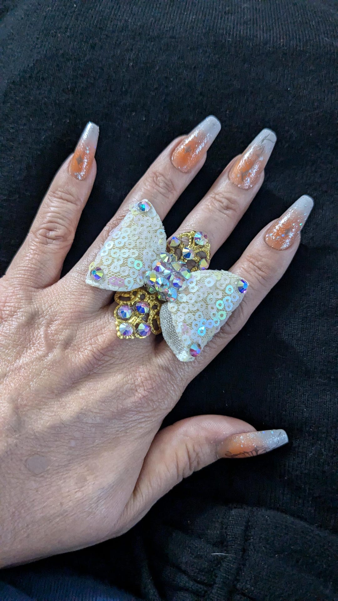 Crystal Bow Ring, Large Crystal Rings, Large Rings, Large Statement ...