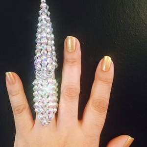 Crystal Full Finger Ring Crystal Armor Ring Shield Ringmade - Etsy