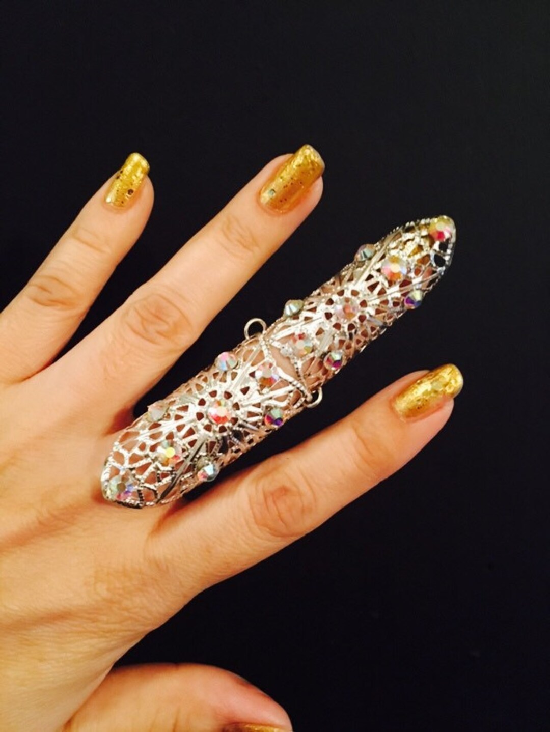 Shield Full Finger Ring, Made in a Vintage Style Filigree,dilver Color ...