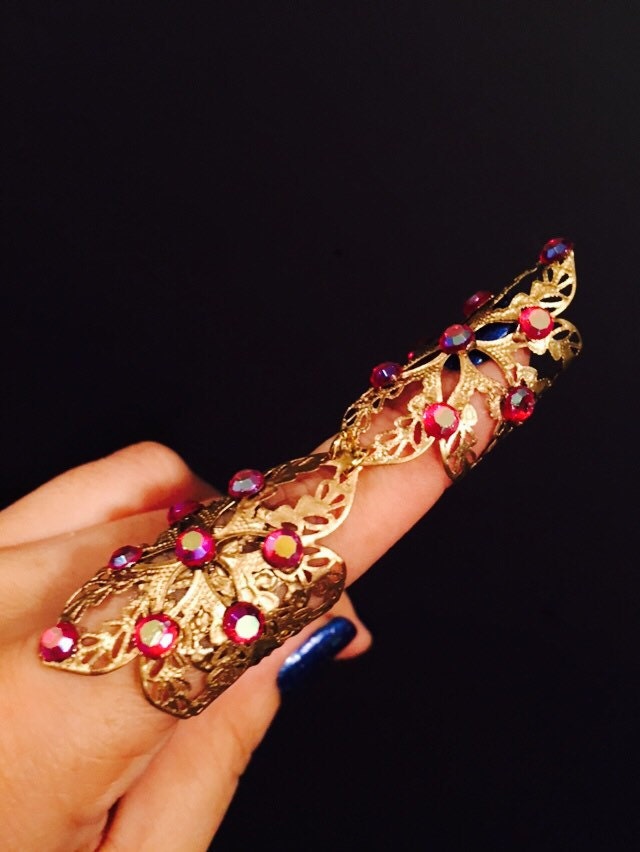 Flower Shield Full Finger Ring Vintage Style Filigreegold - Etsy