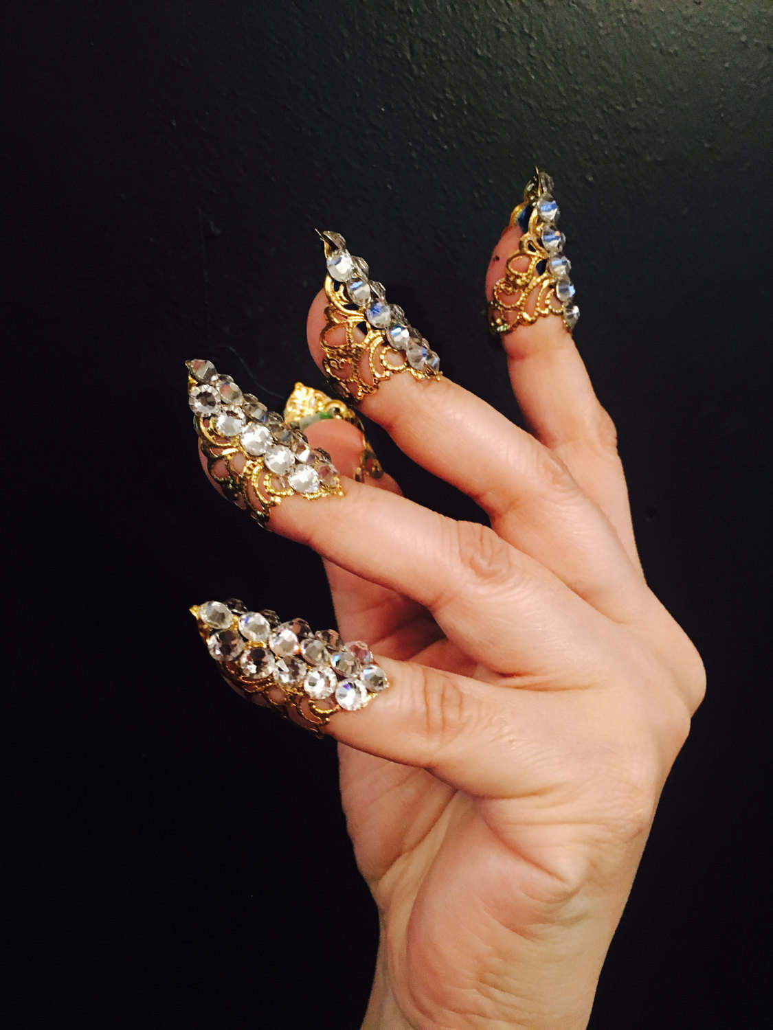 Short crystal nail guardsclaw rings or finger tipsmade in | Etsy