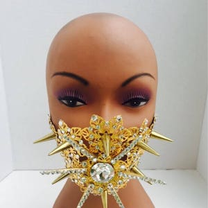 Golden Star and Spike Mouth Guard, Crystal Mouth Piece,face Piece, Gold ...
