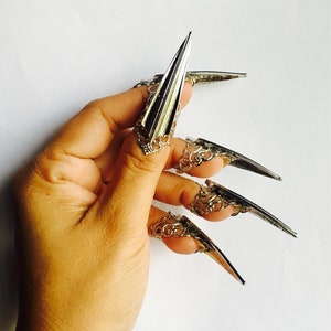 Silver Claw Rings,silver Nails,claw Rings,silver Nail Guards,metal ...
