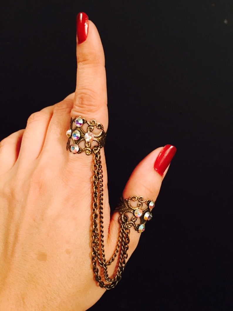 Chain Ring and Thumb Ring Made With Multi Dangle Chains in | Etsy