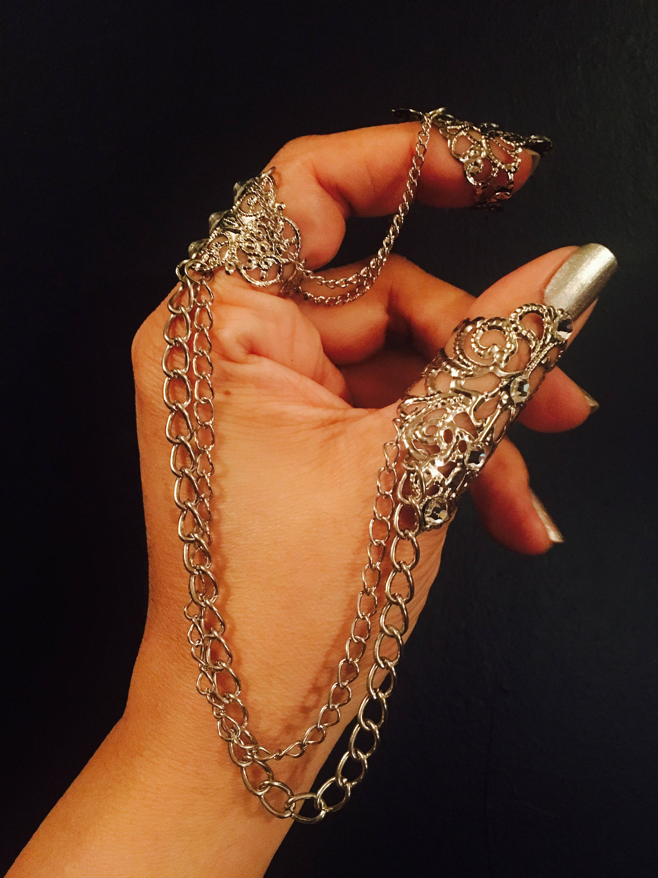 Chain Thumb Ring and Claw, Claw Ring, Nail Guard, Silver Claw, Nail ...