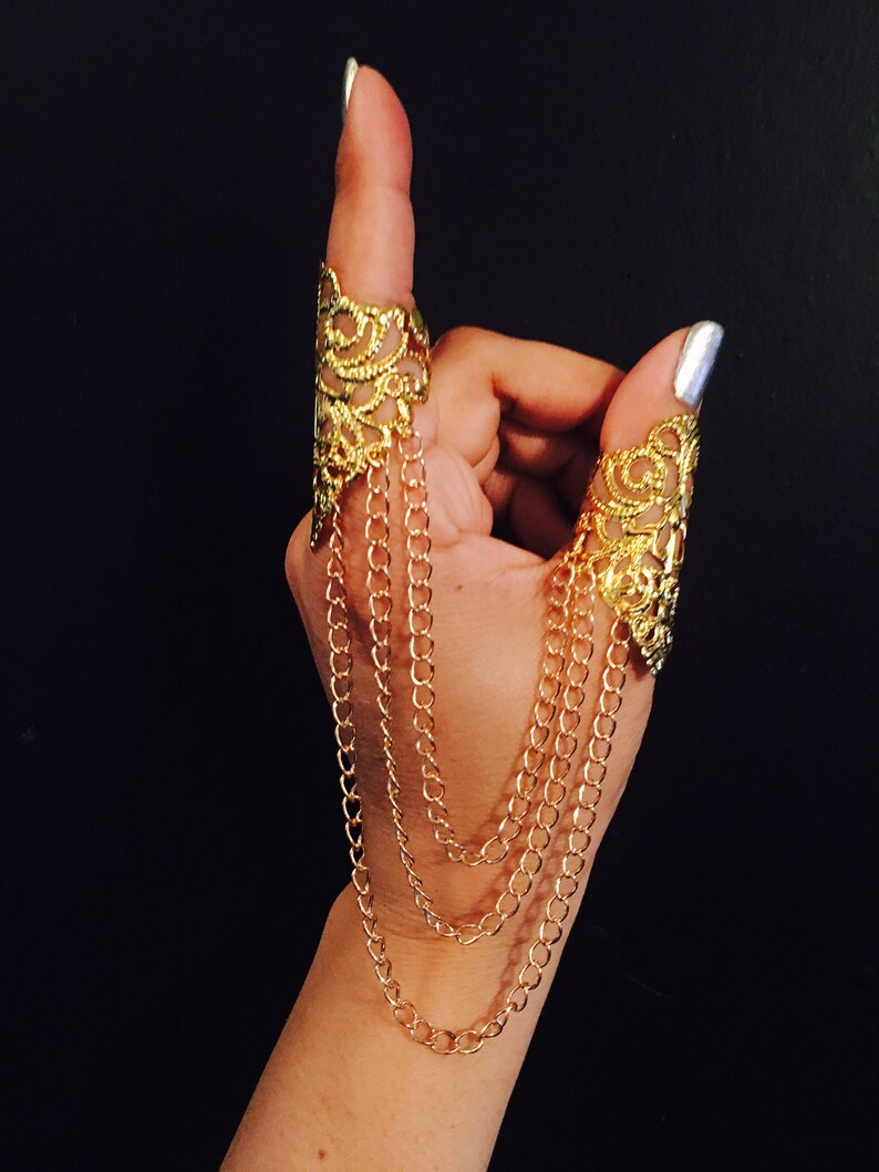 Chain Arrow Ring and Thumb Ring Made With Multi Dangle Chains - Etsy