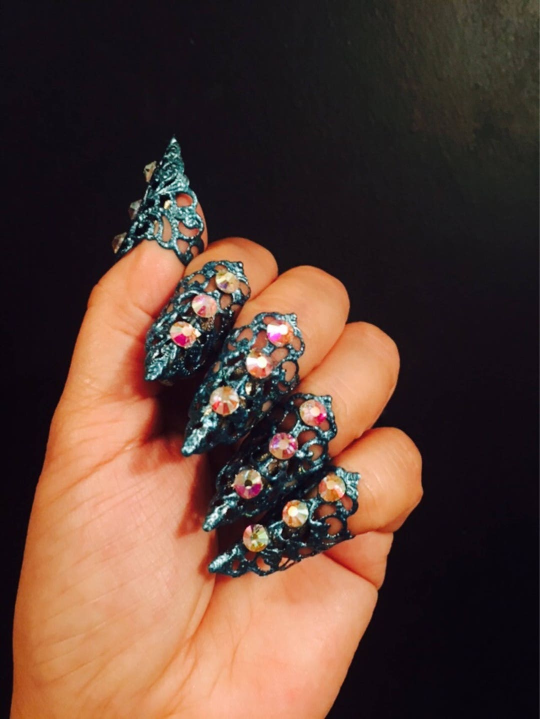 Small Crystal Mermaid Claws,claw Rings,nail Guards,nail Tips,mermaid ...