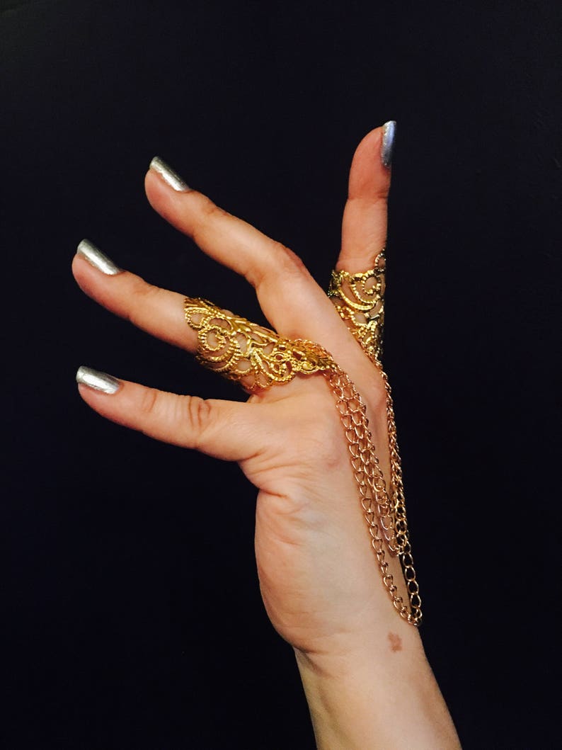 Chain Arrow Ring and Thumb Ring Made With Multi Dangle Chains - Etsy
