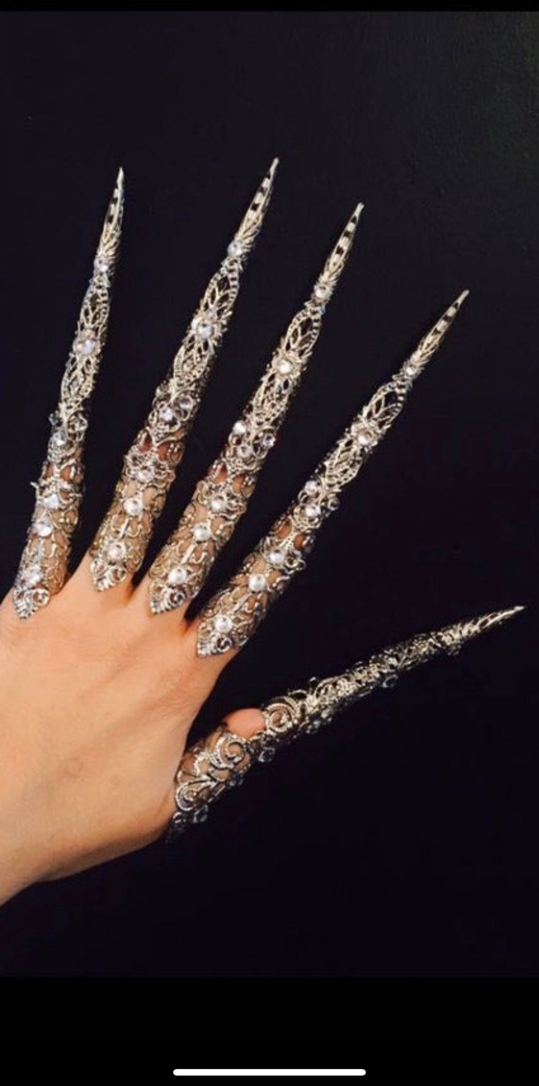 Large Crystal Claws,claw Rings,nail Guards,full Finger Rings,nail Tips ...