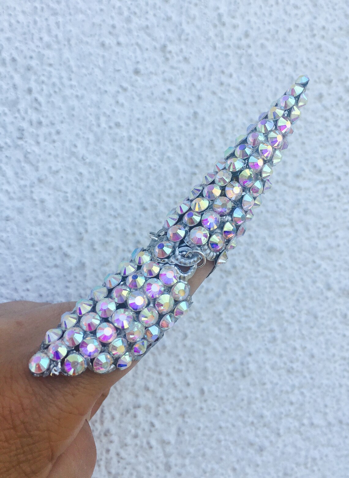 Crystal Full Finger Ring Crystal Armor Ring Shield Ringmade - Etsy