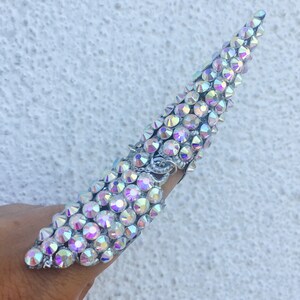 Crystal Full Finger Ring Crystal Armor Ring Shield Ringmade - Etsy