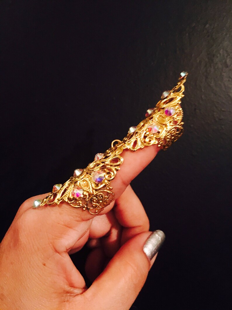 Crystal nail guardarmor ringShield ringFull finger | Etsy