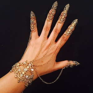 Vintage Inspired Claw Bracelet, Claw Ring Bracelet, Hand Harness, 5 ...