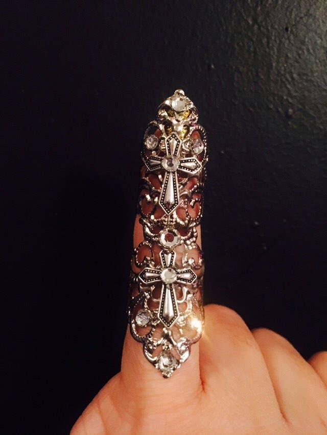 Pinky ring double cross pinky ring claw pinky ring full | Etsy