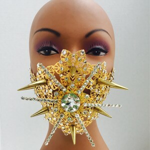 Golden Star and Spike Mouth Guard, Crystal Mouth Piece,face Piece, Gold ...