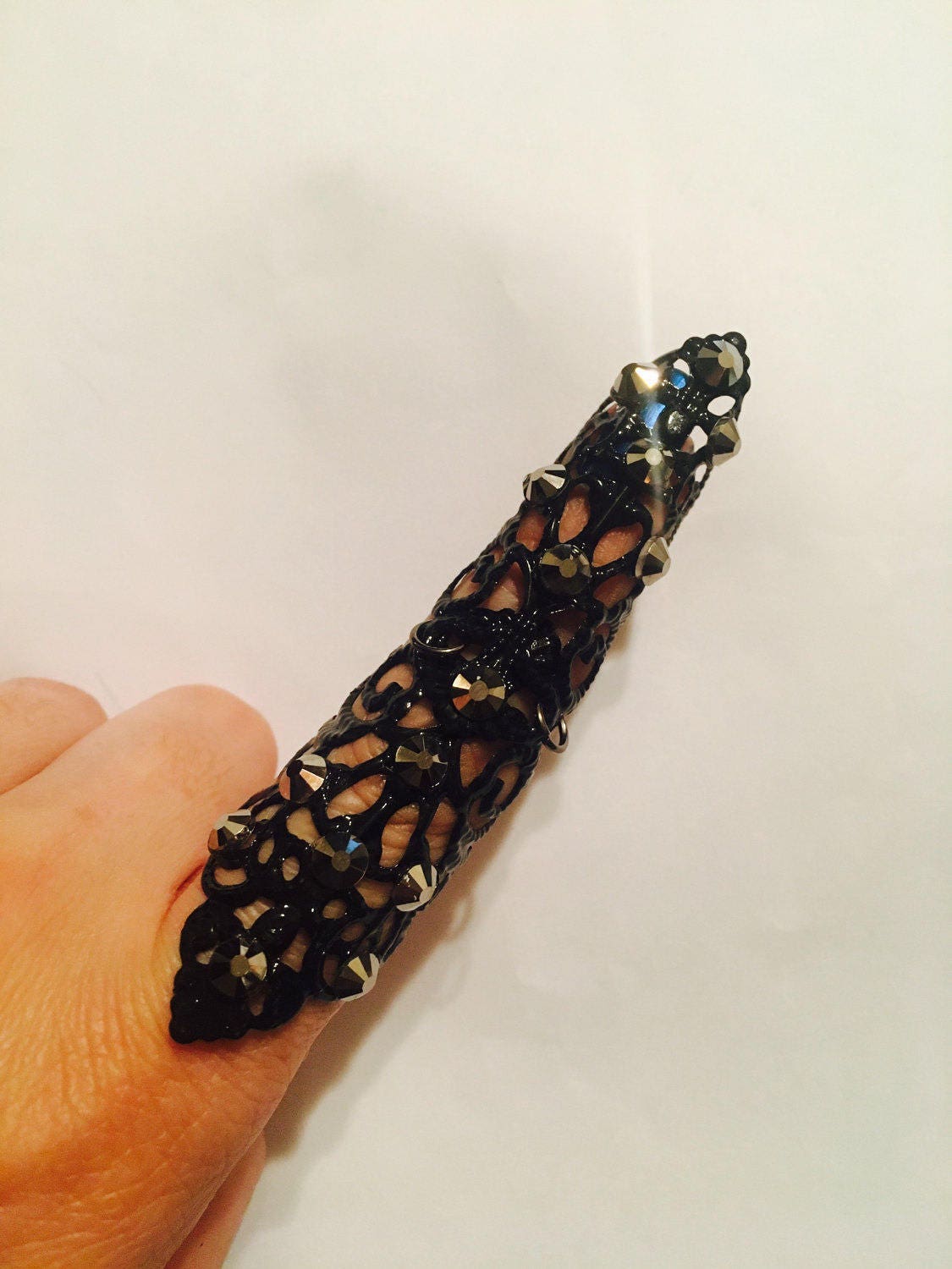 Shield Nail Guard,full Finger Ring, Armor Ring,black Color Filigree ...