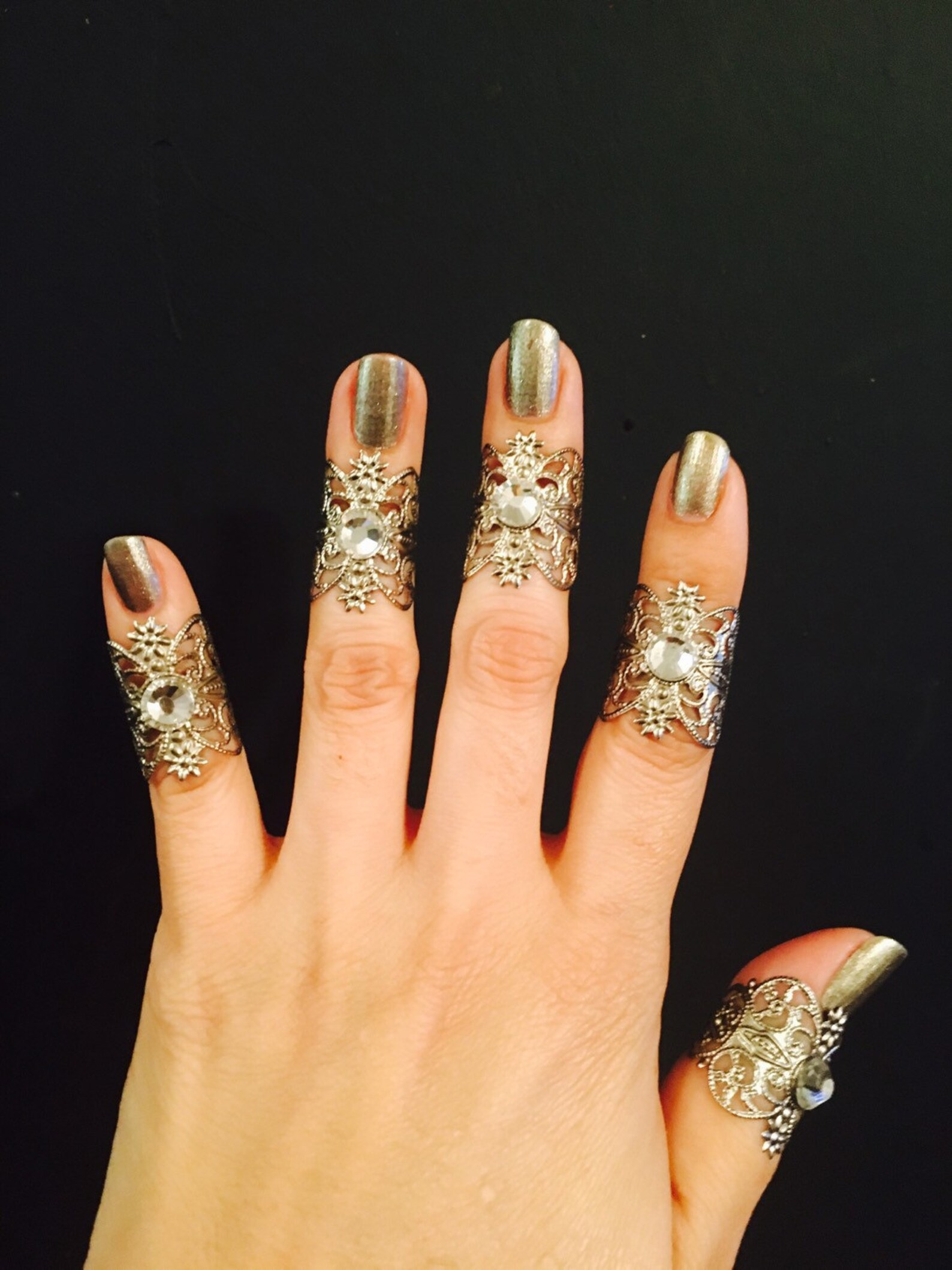 Knuckle Rings Set of 5 Pcs Silver Color Decorated With Clear | Etsy