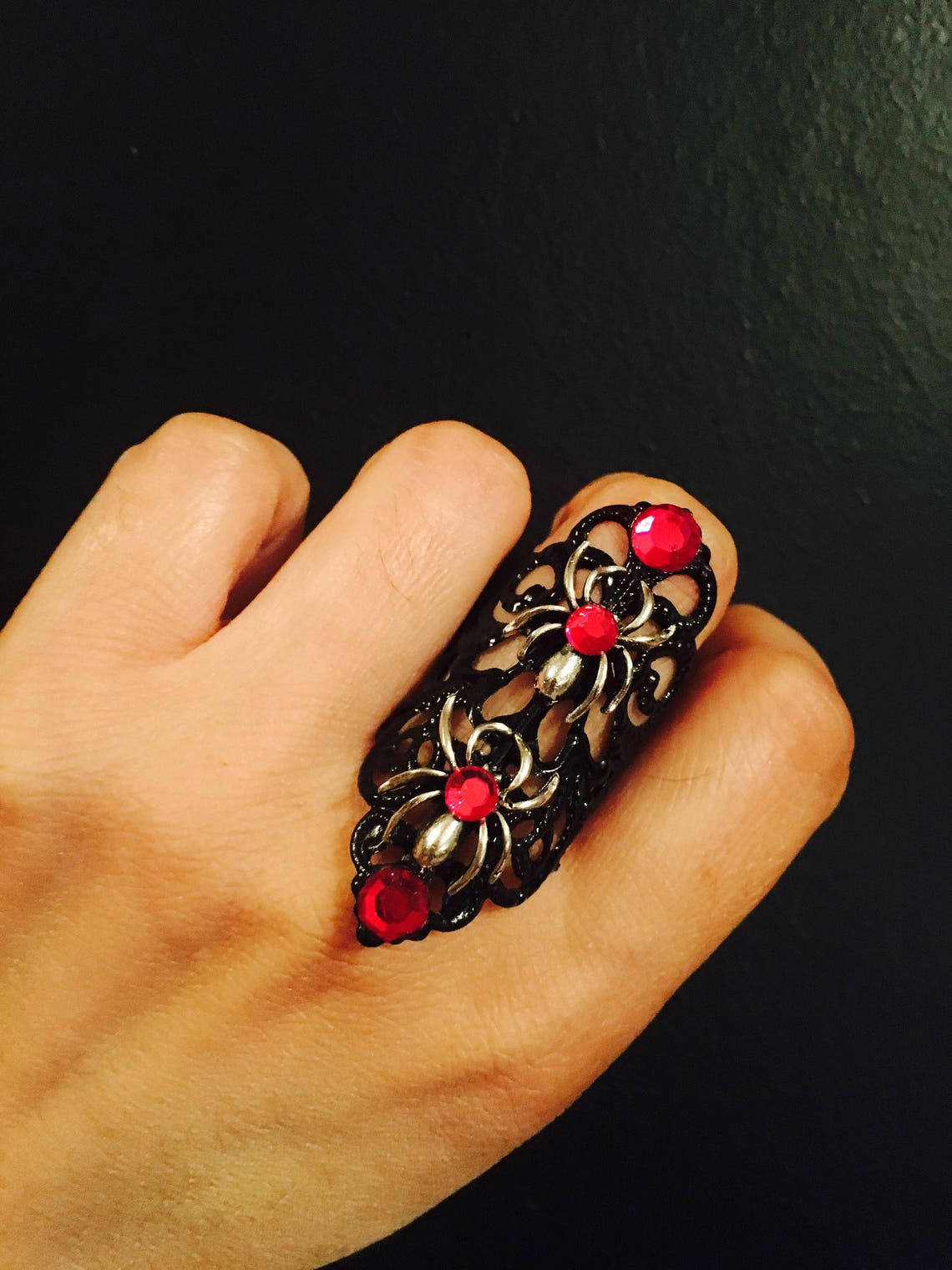 Spider arrow ring crystal spider ringor thumb ring black | Etsy