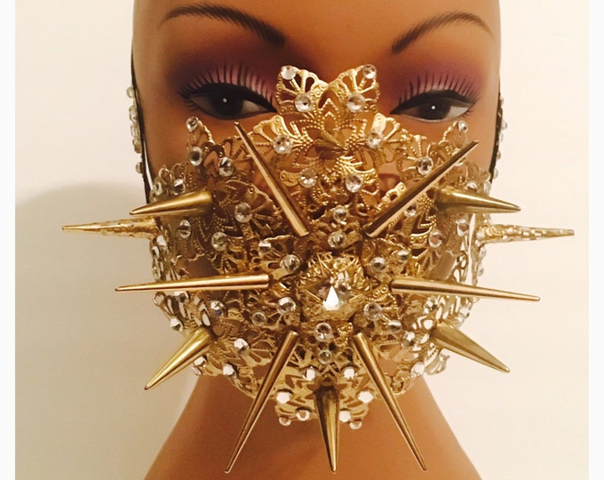 Golden Star and Spike Mouth Guard, Crystal Mouth Piece,face Piece, Gold ...