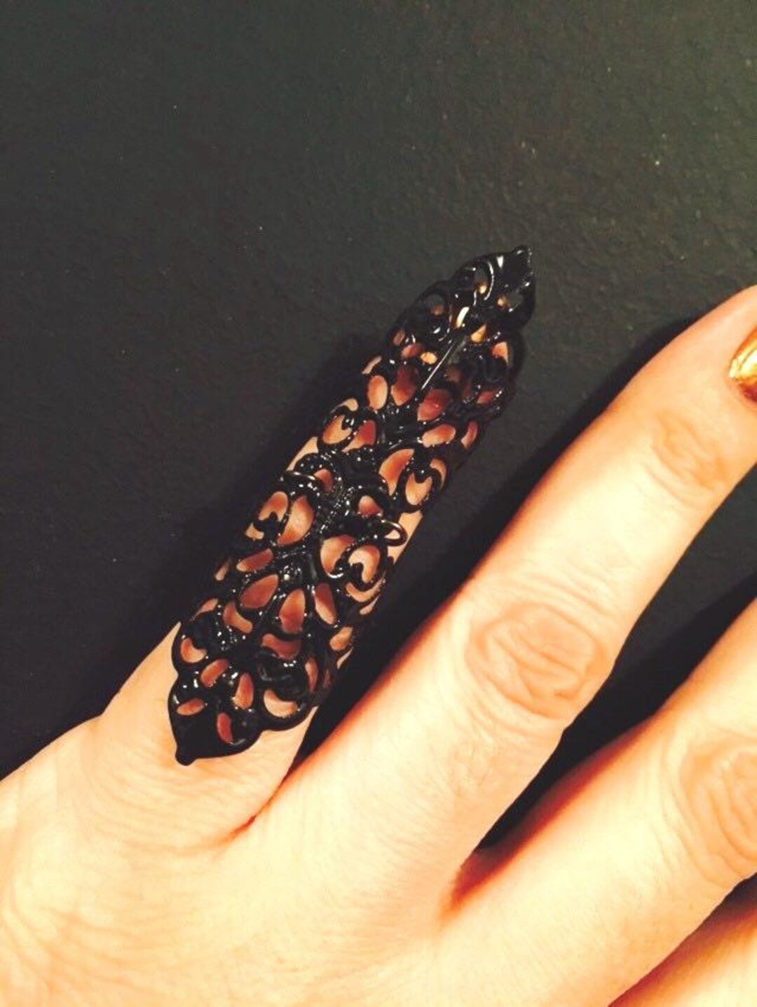 Small Shield Ring, Pinky Ring, Claw Ring, Nailguard, Nail Cover, Metal ...