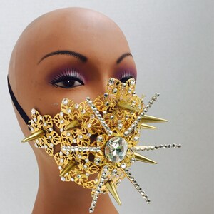 Golden Star and Spike Mouth Guard, Crystal Mouth Piece,face Piece, Gold ...