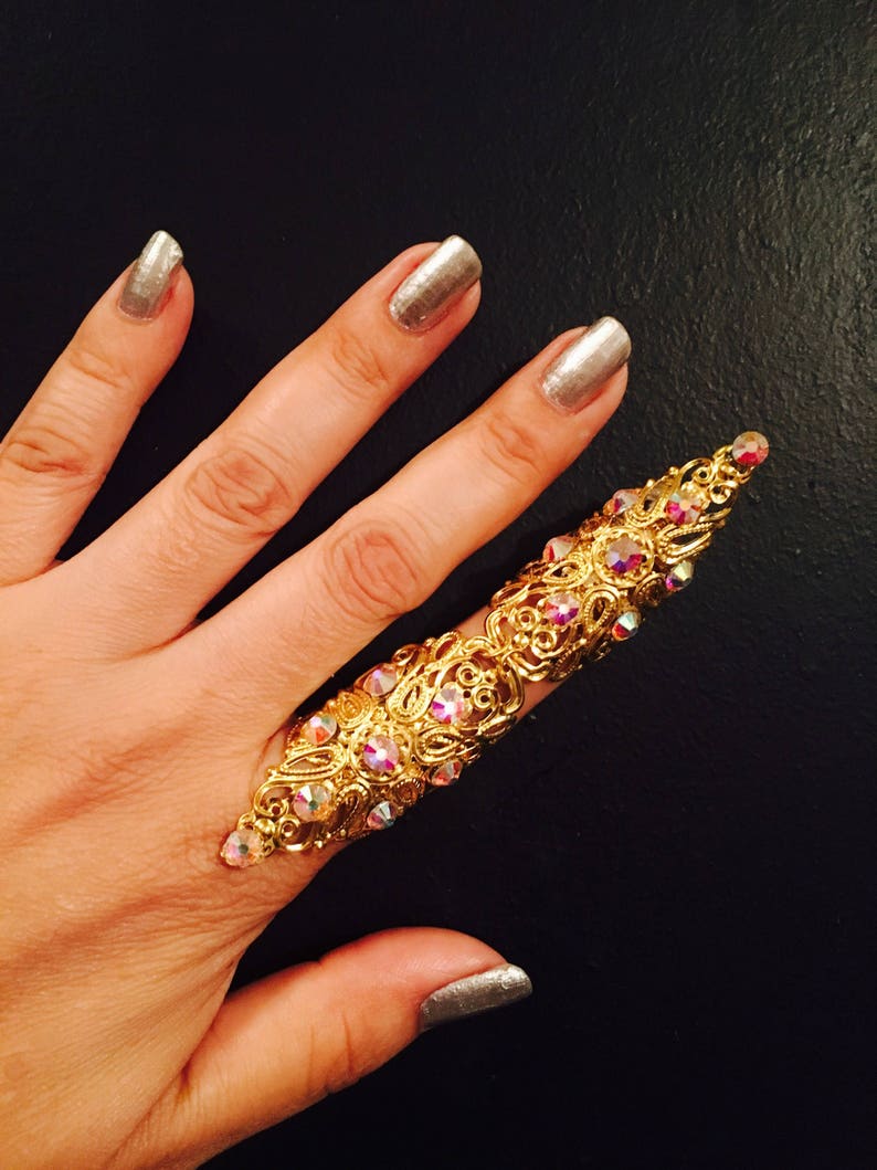 Crystal nail guardarmor ringShield ringFull finger | Etsy