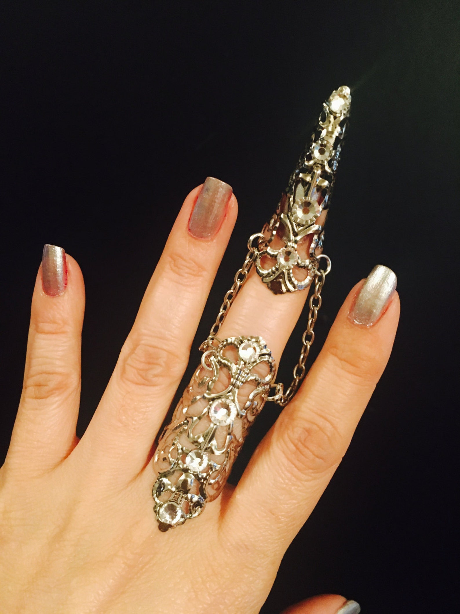 Armor Ring and Claw Ring Made in Silver Color Filigree - Etsy